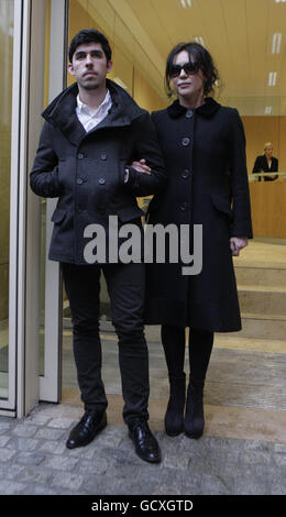 Gerry Ryan's wife Morah and son Rex leaving the inquest into his death ...