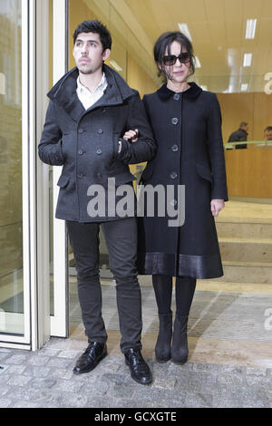 Gerry Ryan's wife Morah and son Rex leaving the inquest into his death ...