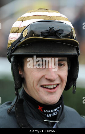 Jockey Kieran Burke on Sparky May jumps the last in the E.b.f. Mares ...
