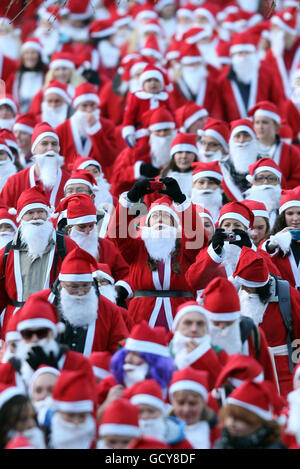 The charity "Santa Run" in Princes Street Gardens, Edinburgh, Scotland ...