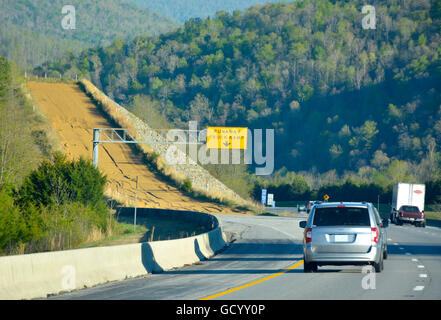 A runaway truck ramp for emergency escape by out of control truckers on ...
