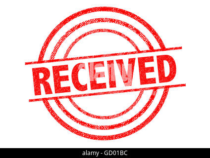 RECEIVED WITH THANKS red rubber stamp over a white background Stock ...