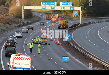 Traffic signs on M9 motorway at Stirling Scotland Stock Photo: 38815433 ...