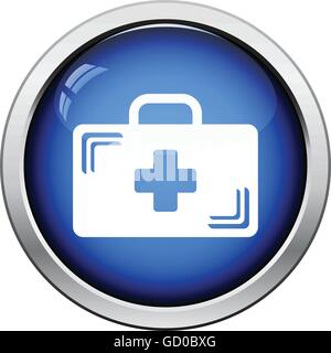 Medical case icon. Glossy button design. Vector illustration Stock ...