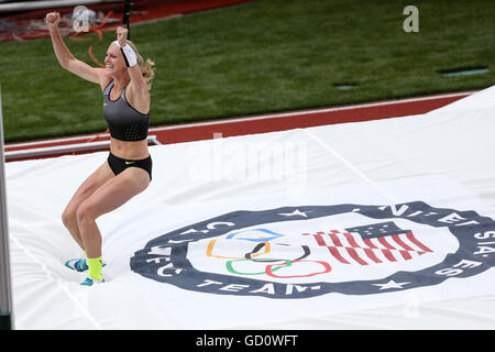 Sandi Morris (USA) celebrates clearing 4.85m in the Women's Pole Vault ...