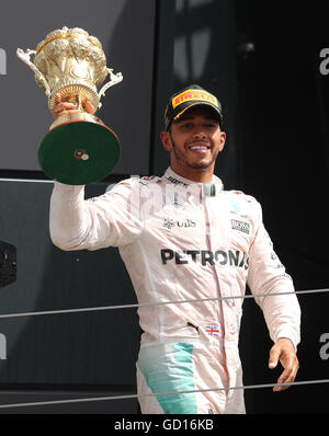 Mercedes' Lewis Hamilton celebrates after the 2016 British Grand Prix ...