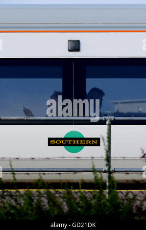 A Southern Railways London bound train arrives at Seaford Station in ...