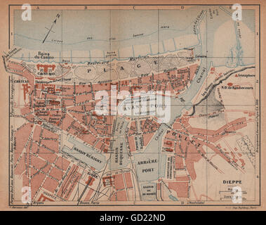 DIEPPE. Vintage town city map plan. Seine-Maritime, 1920 Stock Photo ...