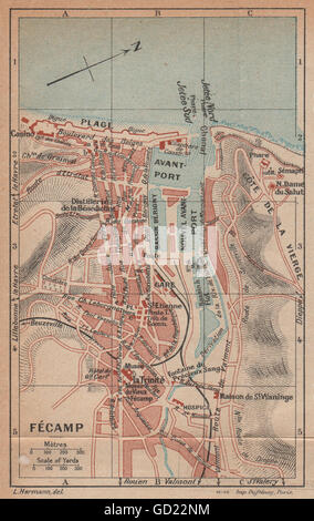 FÉCAMP FECAMP. Vintage town city map plan. Haute-Normandie, 1926 Stock ...