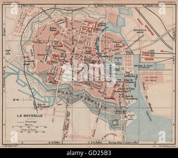 LA ROCHELLE town city plan de la ville. Charente-Maritime carte, 1907 ...