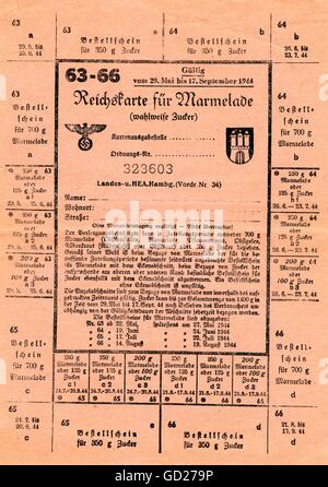 Germany, Hamburg, time of World War II, food ration cards for children ...