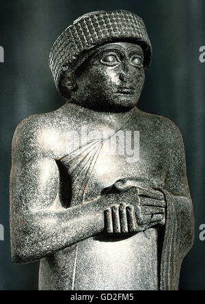 Stone statue of Gudea, King of Lagash, British Museum, London, England ...