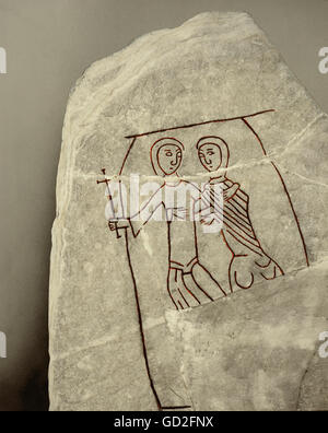 fine arts, nordic arts, rune stones, Harald stone, detail, side with ...