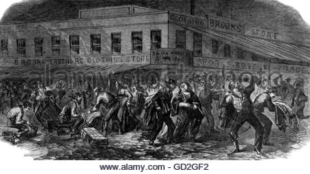 NEW YORK: DRAFT RIOTS 1863. /nThe mob sacking Brooks Brothers Stock ...
