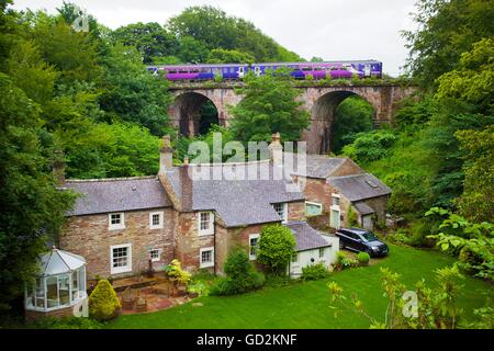 Northern Rail Sprinter train. Gelt Viaduct, Middle Gelt Bridge ,Middle ...