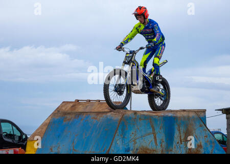 Motorcycle Trials rider demonstrating riding skills at the Roxby ...