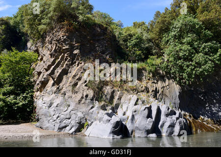 Basalt rock formation in Alcantara Gorge (Gole Alcantara), Sicily ...