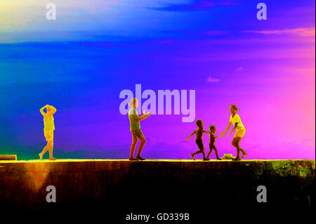 Tuvaluan children playing near the sea on Funafuti atol Tuvalu Stock ...