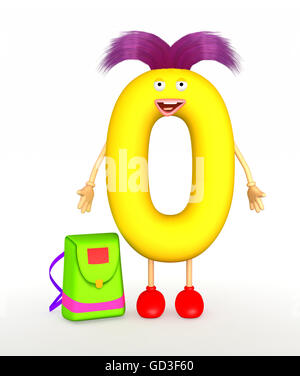 Funny cartoon character of zero digit - 3d illustration Stock Photo - Alamy