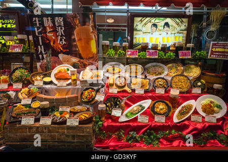 Plastic food dish in the display window of a Japanese restaurant, Tokyo ...