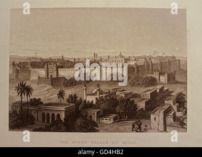 Painting of Red Fort, 19th century, Archaeological Museum, Red Fort ...