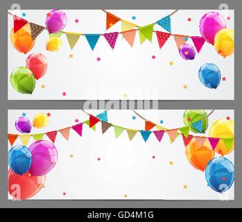 hanging garland festive and balloons decoration Stock Vector Image ...