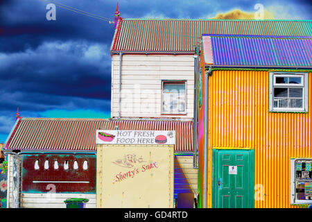 South Atlantic, Falklands, Stanley, centre of town, jetty and new ...