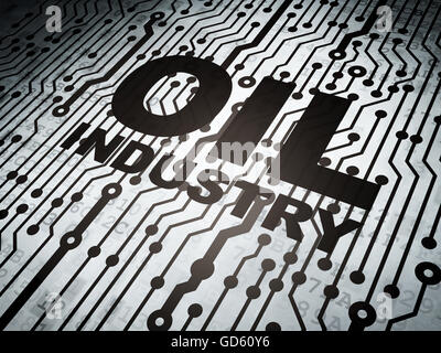 Industry concept: circuit board with Oil Refinery Stock Photo - Alamy