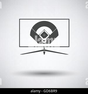 Baseball tv translation icon on gray background, round shadow. Vector ...