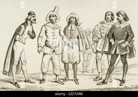 Commedia dell'arte Italian. 16th century. Engraving, 19th century ...