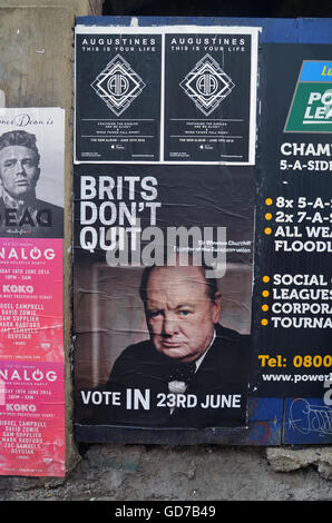 Winston Churchill EU Remain posters, Shoreditch, London June 2016 Stock ...