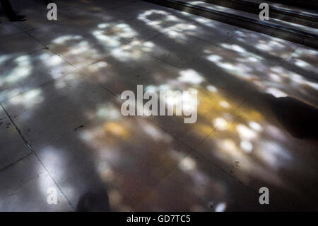 Light passing through a stained glass window in the XII century Notre ...