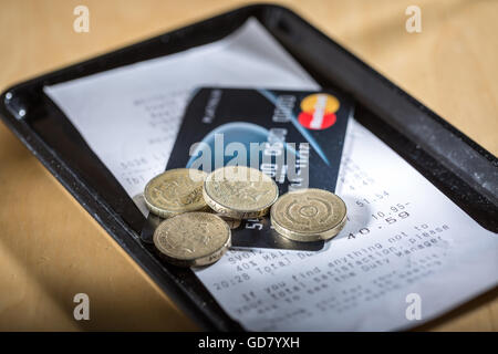 Leaving a tip for the waiter / waitress after a meal in a restaurant ...