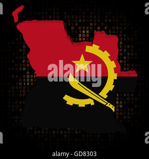 Angola map flag on hex code illustration Stock Photo - Alamy