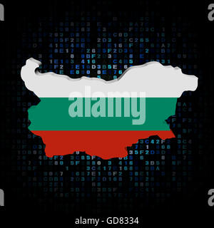 Bulgaria map flag on hex code illustration Stock Photo - Alamy