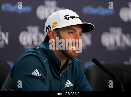 USA's Dustin Johnson during a press conference at Royal Troon Golf Club ...