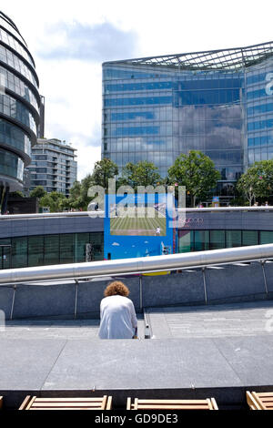 London, United Kingdom. Sunken amphitheater at City Hall known as The ...