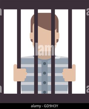 Criminal behind bars icon logo sign vector outline in black and white ...