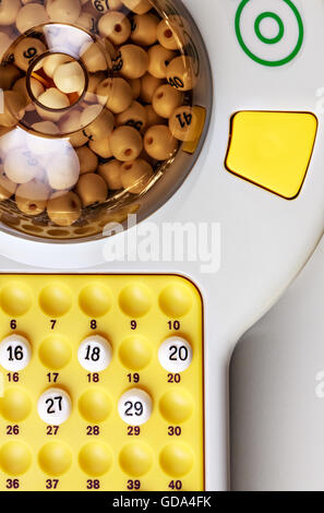 Electronic bingo game with balls to play. Horizontal image viewed from ...