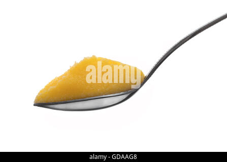 Spoon Full of Ghee Isolated on White Background Stock Photo - Alamy