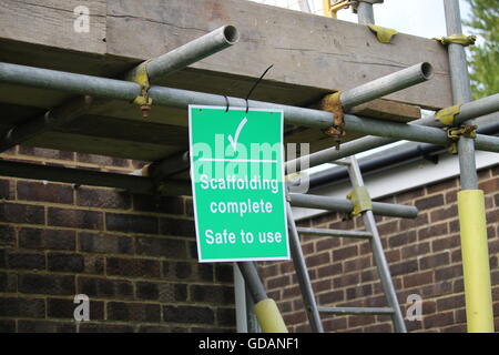 Scaffolding warning sign, hazard, men at work, construction, building ...