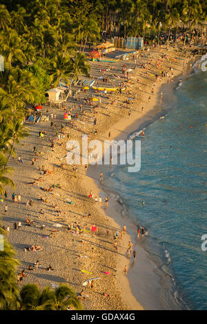Hawaii, Oahu, Waikiki Beach Crowded With Visitors Sunbathing, Diamond ...
