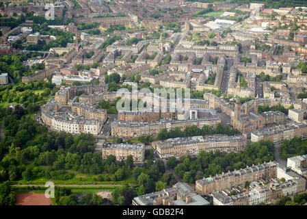 aerial view of the west end of Glasgow with university clock tower and ...
