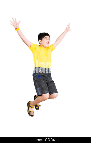 1 indian kid boy Jumping shouting fun Stock Photo - Alamy