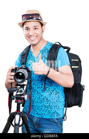 happy One Indian Cameraman Photographer Camera Clicking Picture ...