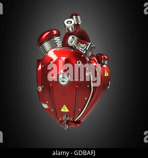 Diesel punk robot techno heart. engine with pipes, radiators and glossy ...