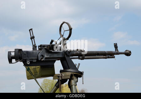 Anti aircraft machine gun mounted on an armoured vehicle Stock Photo ...