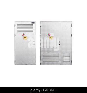 warning symbol on doors of the transformer substation Stock Photo - Alamy