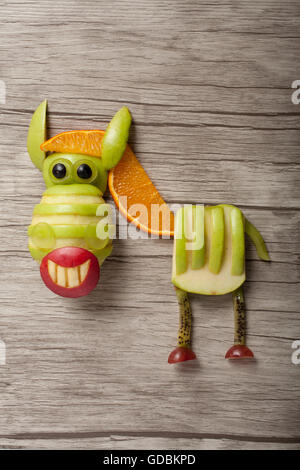 Zebra made of fruit on wooden background Stock Photo - Alamy