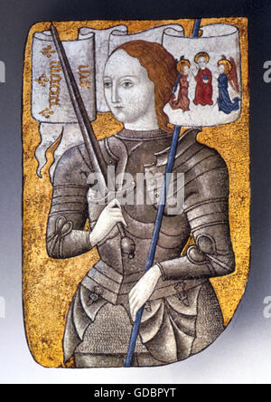 Joan of Arc with Angels Stock Photo - Alamy